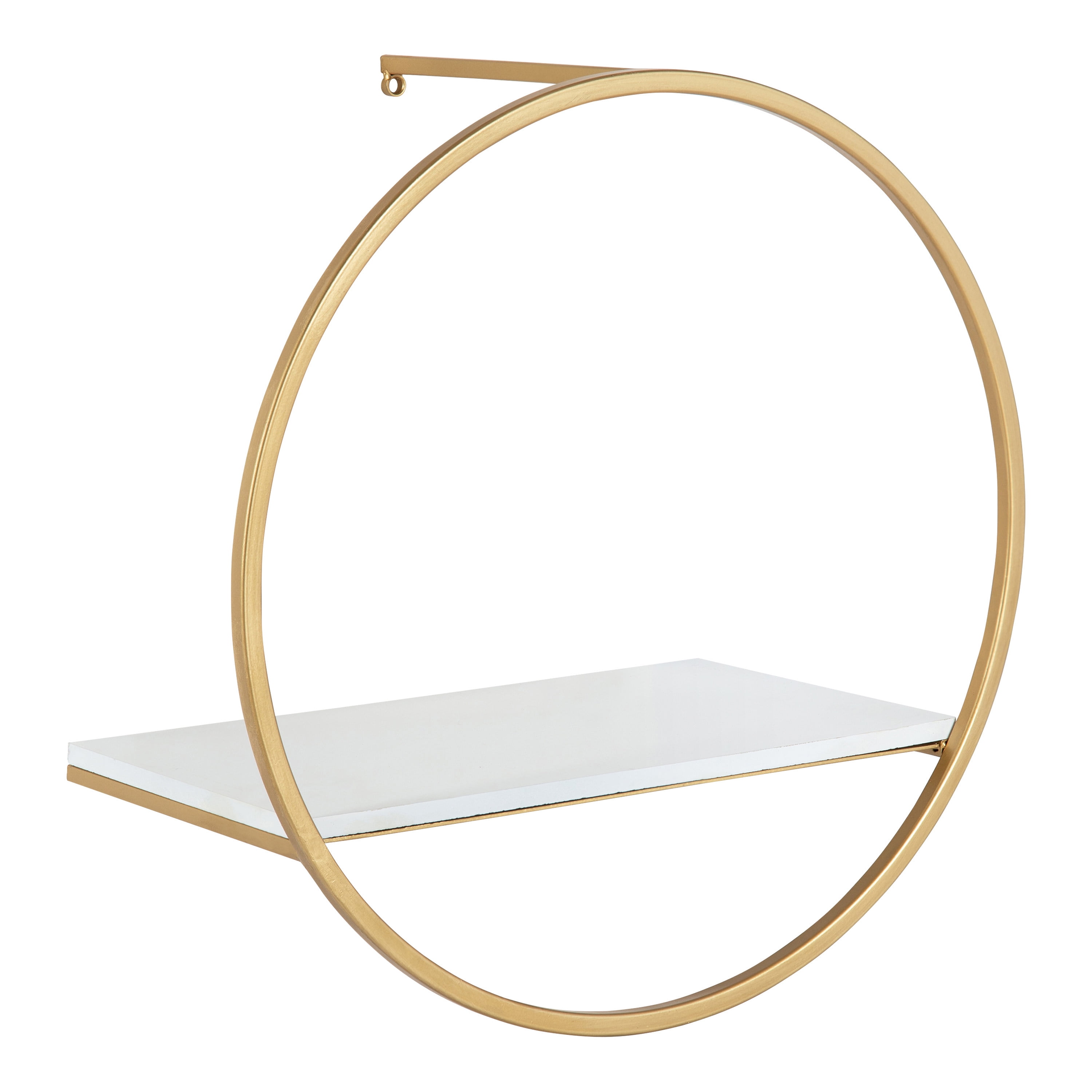 Kate and Laurel Wicks Round Floating Wall Shelf, White/Gold 16 ...