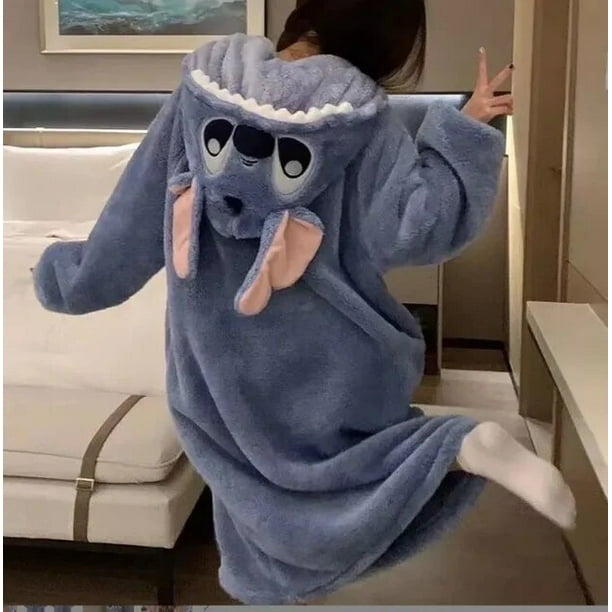 Disney Stitch Angel Pajamas Set for Couple Kawaii Cartoon Thick Winter ...