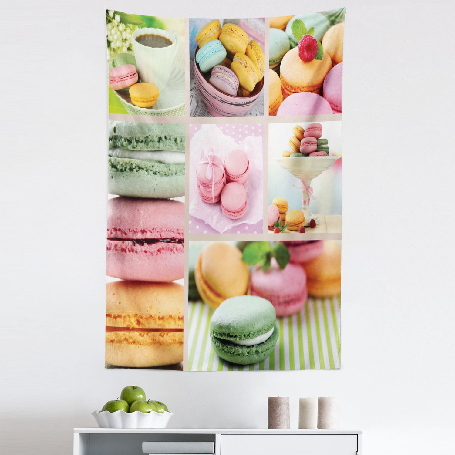 Colorful Tapestry, Traditional French Desert Macaroons Themed Collage ...