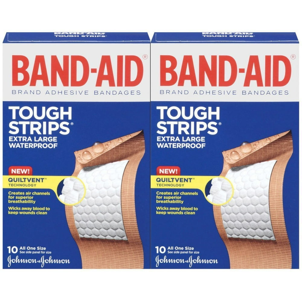 Band-Aid Tough-Strips Waterproof Adhesive Bandages, 10 strips Extra ...