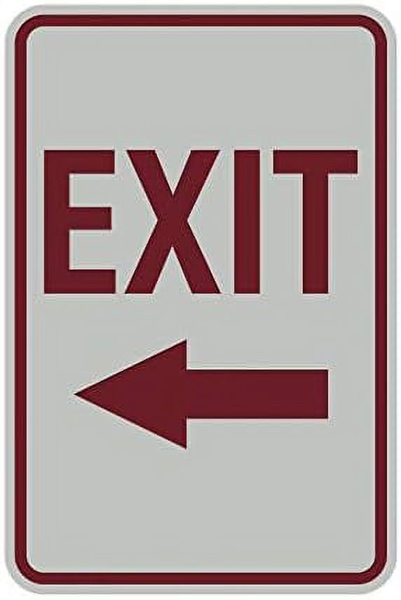 Portrait Round Exit Left Arrow Sign with Adhesive Tape, Mounts Any ...