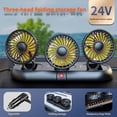 Triple Head Car Fan, 360° Rotatable Adjustable Dashboard Cooling Fan ...