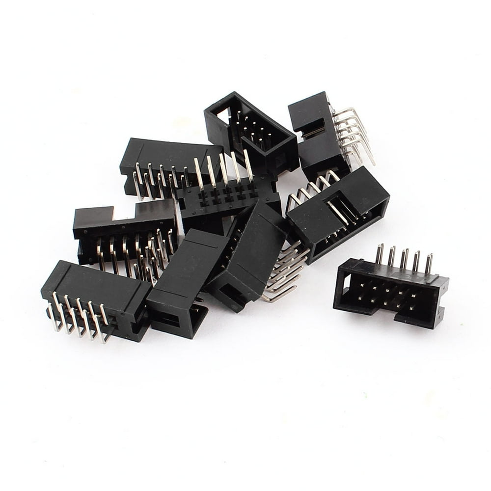 Unique Bargains 10pcs 90 Degree 10 Pin 2 Row 2.54mm Male JTAG Socket ...