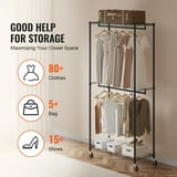BENTISM Clothes Rack 300 lbs Double Hanging Garment Rack with Wheels ...