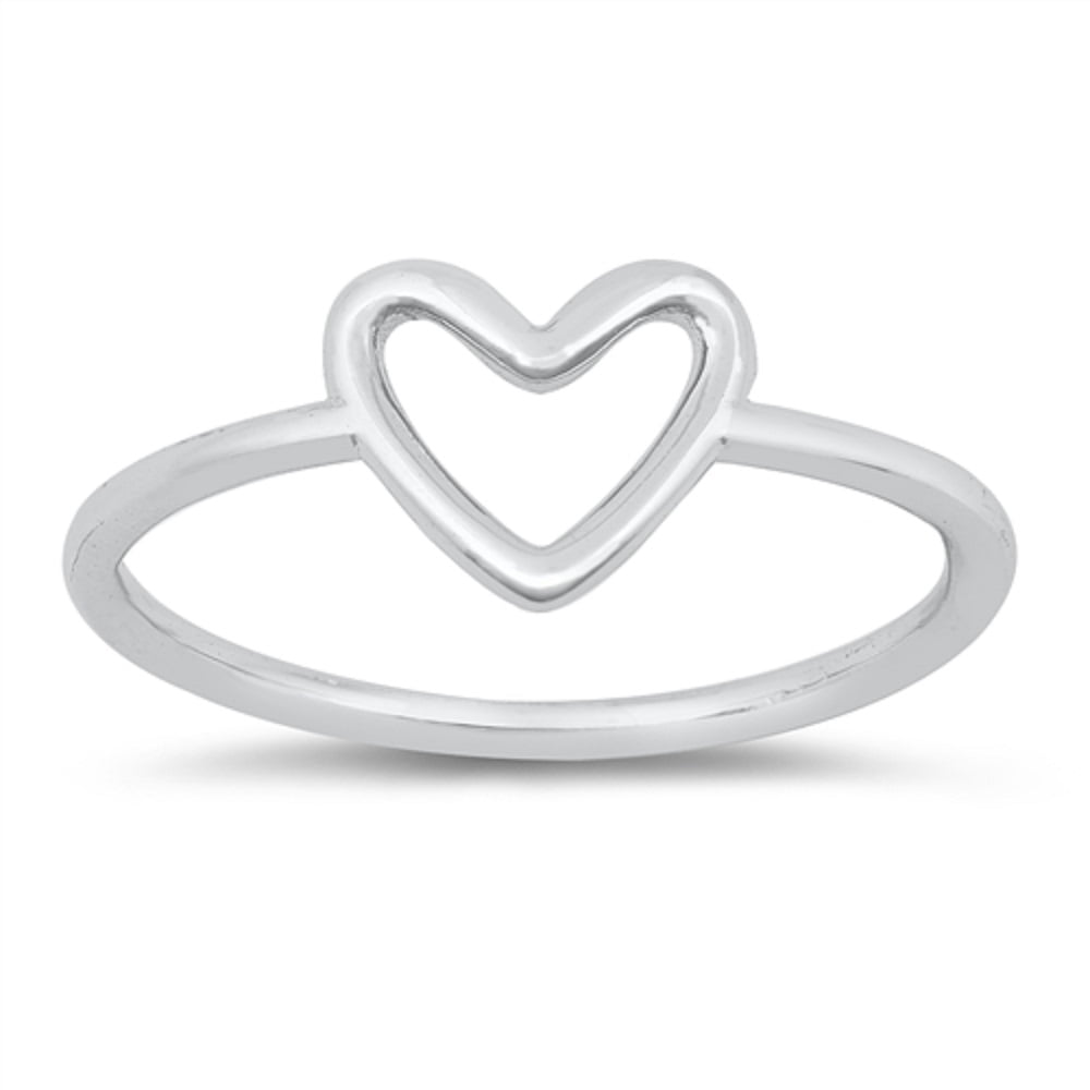 Sterling Silver Plain Open Heart Ring Size 8 - Walmart.com
