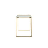Pemberly Row Modern High Polished Steel Metal & Tempered Glass Desk in ...