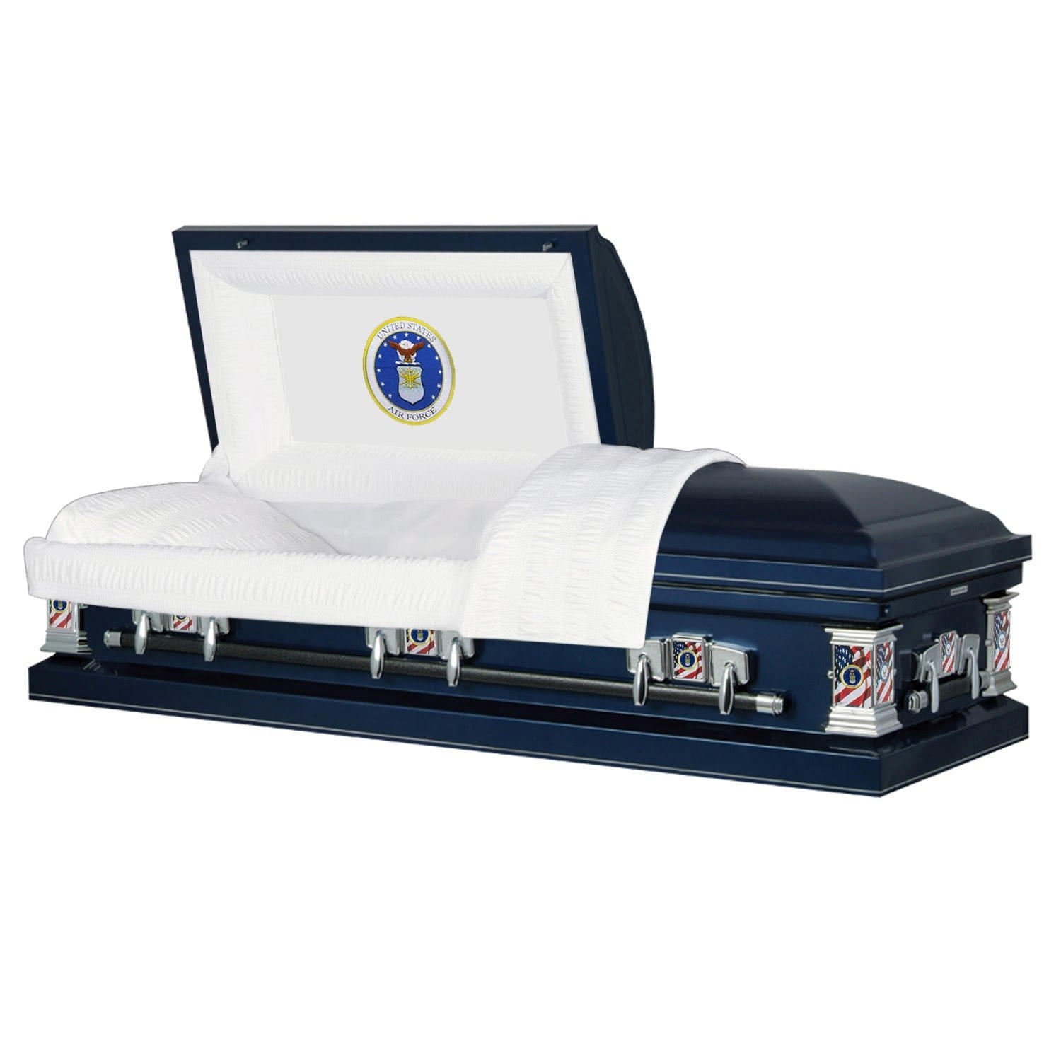 Titan Casket, Veteran Premier Steel Air Force Casket with White Crepe ...