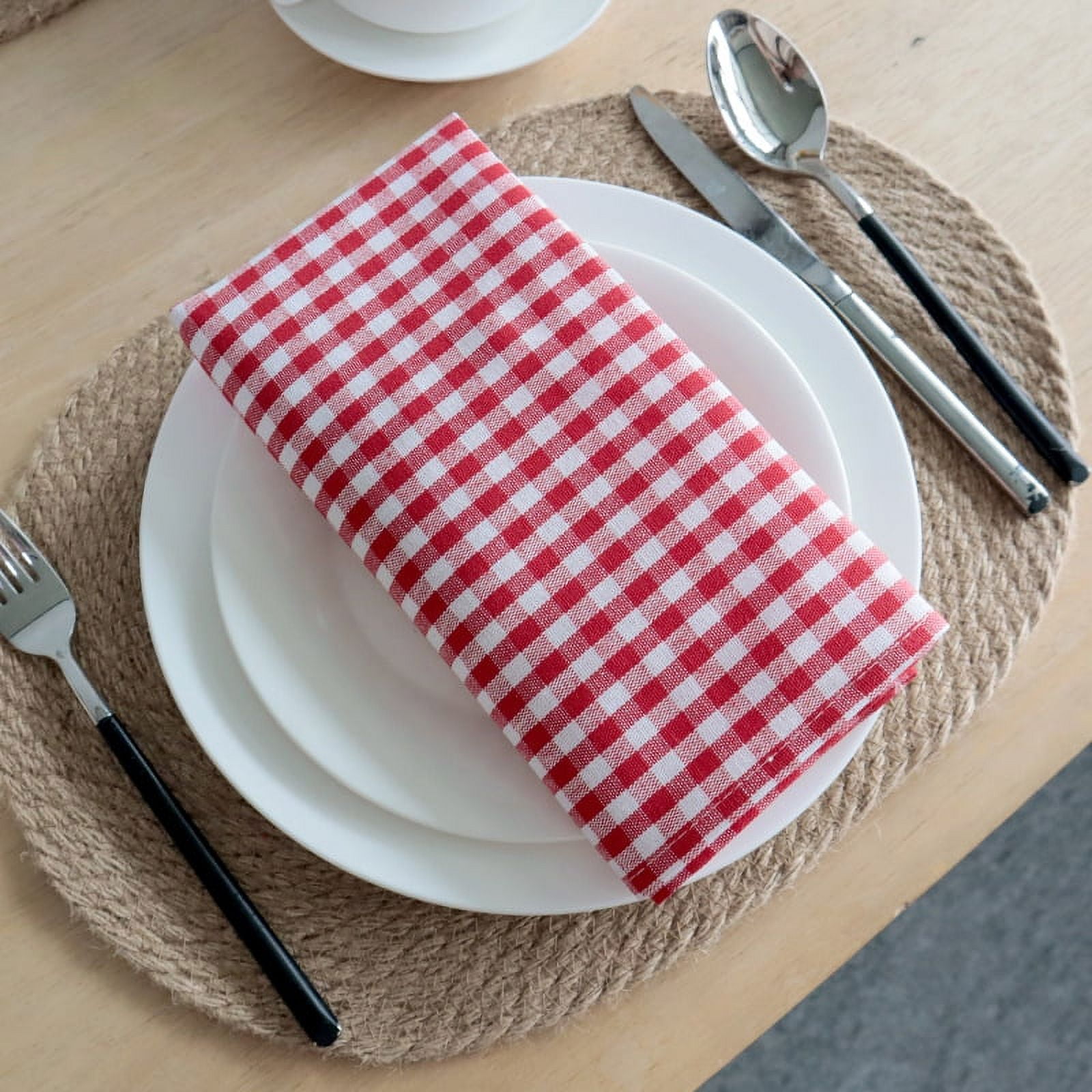 Click here for Fatty Farmer 4pcs Checkered Cloth Napkins 17x17 In... prices