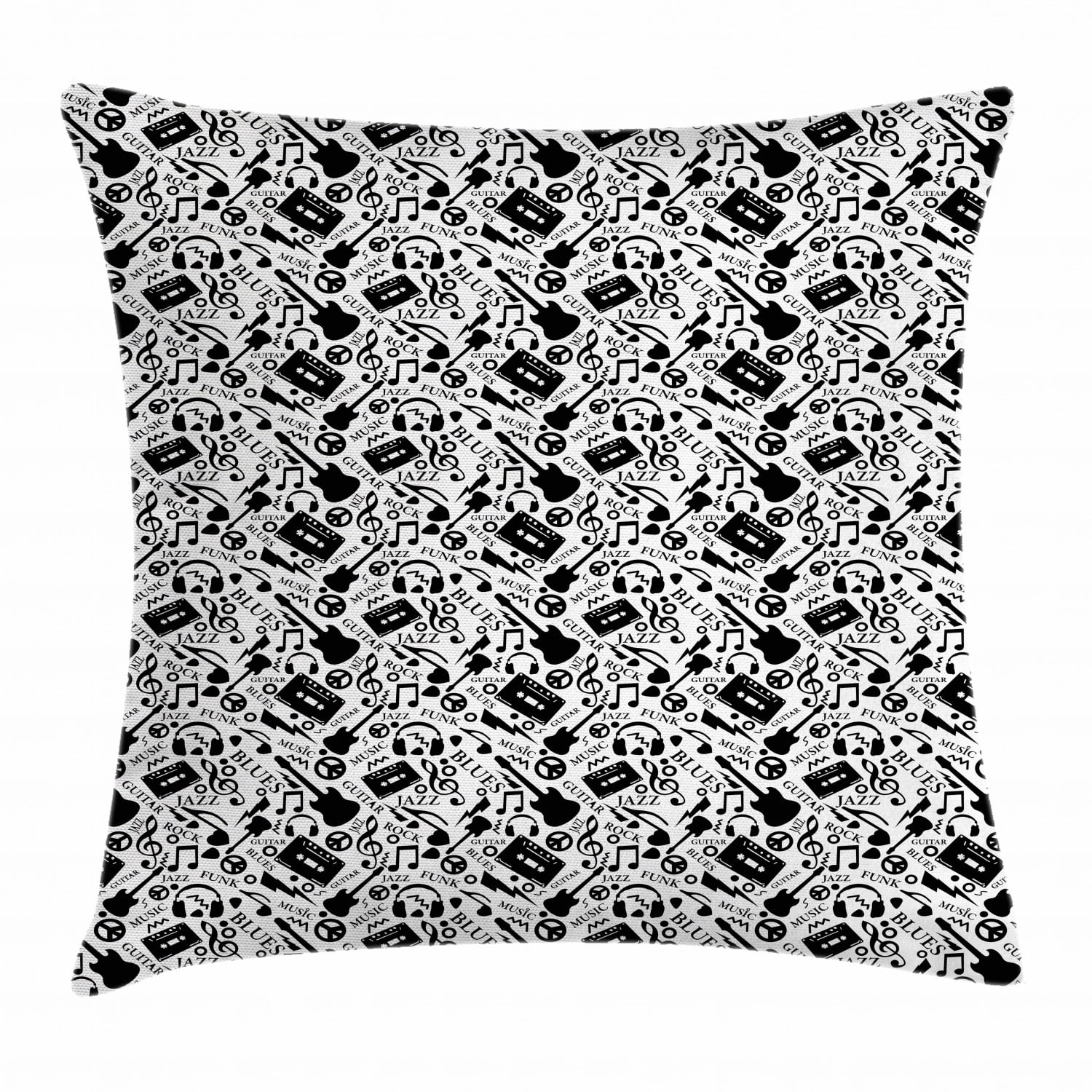 Music Throw Pillow Cushion Cover, Blues Jazz Punk Rock Various Type of ...