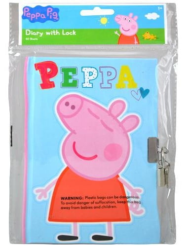 Peppa Pig Diary 50 Sheets Diary w/lock in Polybag with Header - Walmart.com