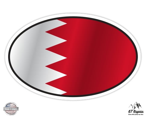 Bahrain Flag Oval - 5" Vinyl Sticker - For Car Laptop I-Pad ...
