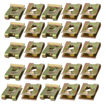 25pcs 65Mn Steel Speed Fastener U Nut Clip Brass Tone for M4 / ST4.0 ...