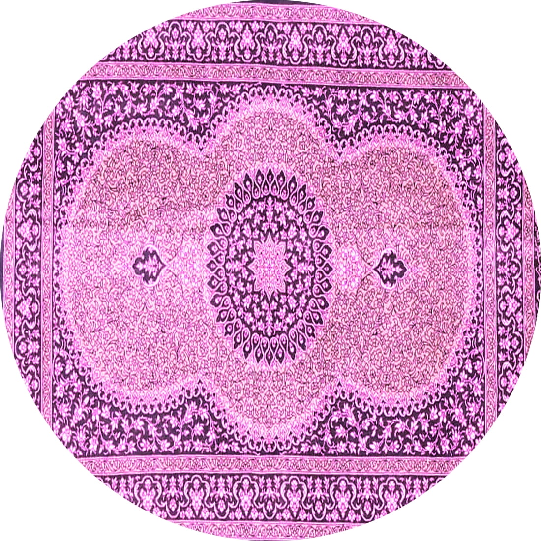 Ahgly Company Indoor Round Medallion Pink Traditional Area Rugs, 8 ...