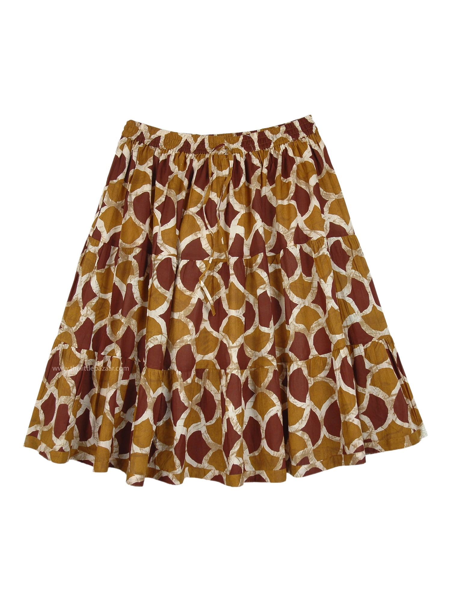 Short Cotton Lined Full And Flouncy Summer Skirt With Elastic Waist Small To Medium