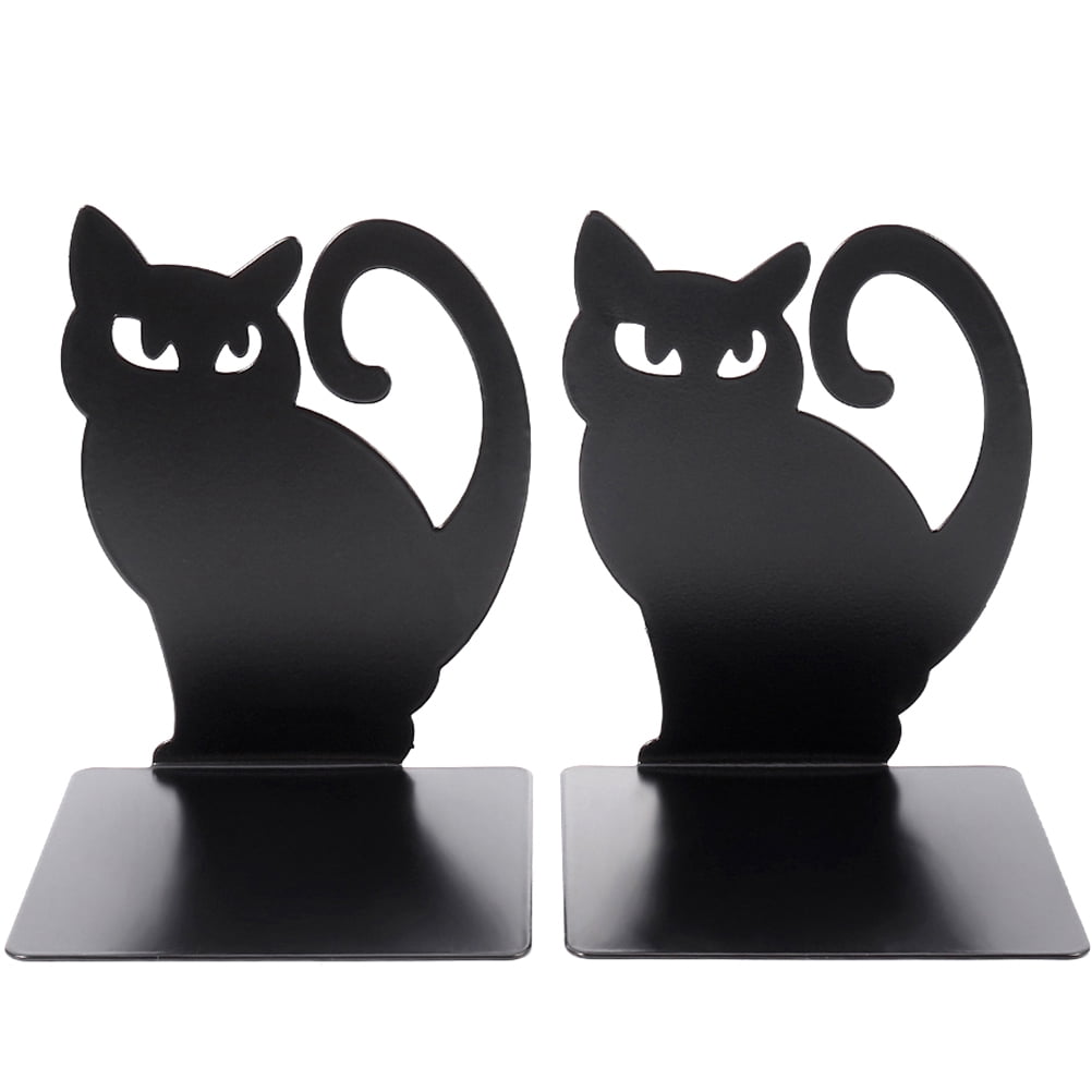 NUOLUX 2pcs Book Organizer Cat Shaped Book Ends File Book Holders ...
