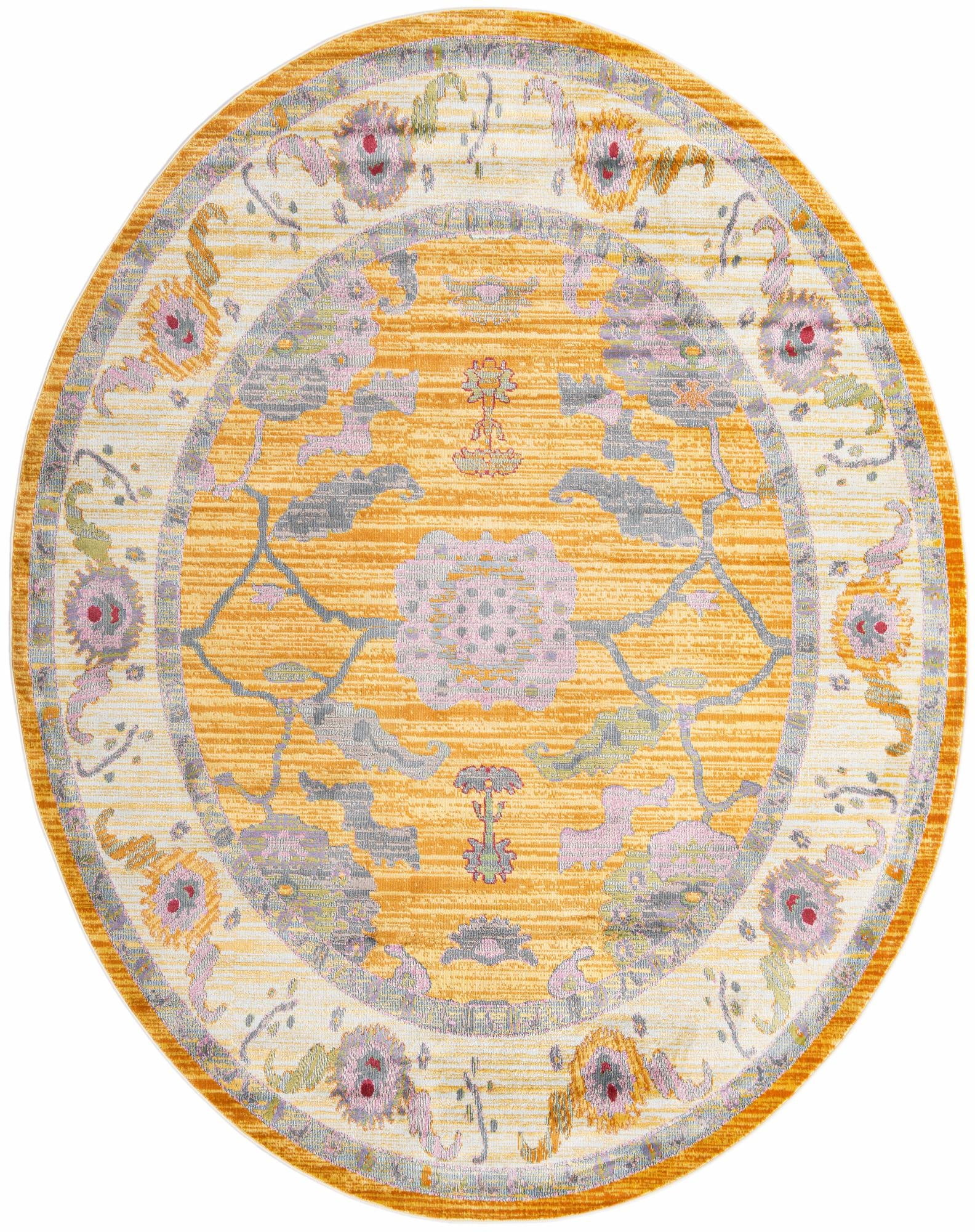 Rugs.com Paragon Collection Rug – 8' x 10' Oval Yellow Medium-Pile Rug ...