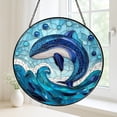 Blue Whale Ocean Wave Stained Glass Style Suncatcher Window Hanging ...