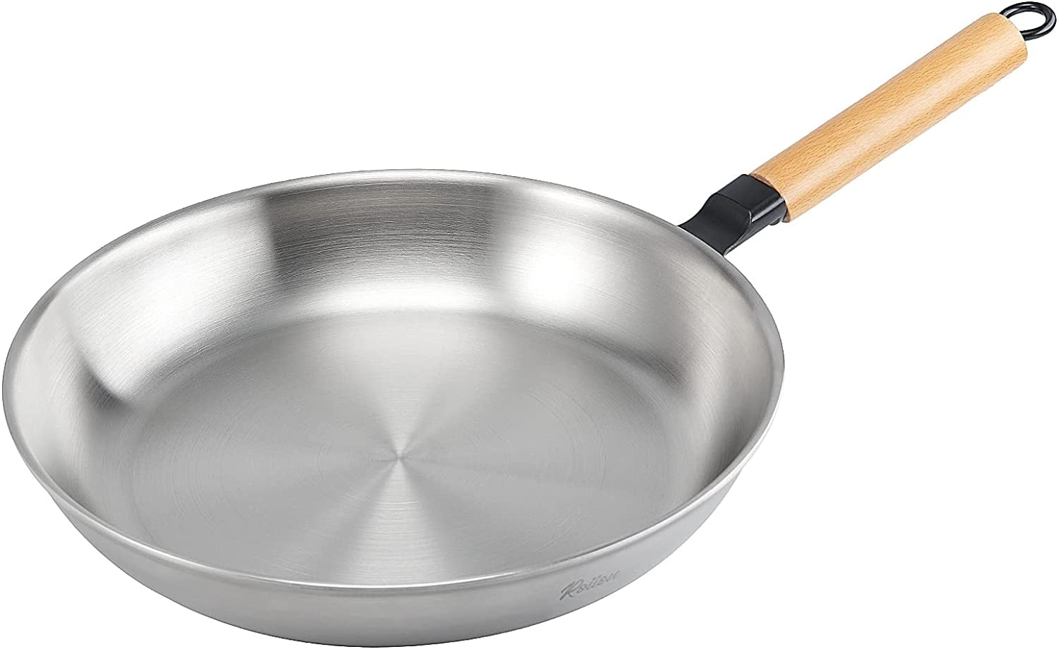 Stainless Steel Frying Pan 12" Steel Skillet 3 Ply Cookware Deep Frying ...