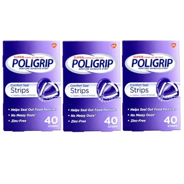 Super Poligrip Original Comfort Seal Denture Adhesive Strips - 40 Count ...