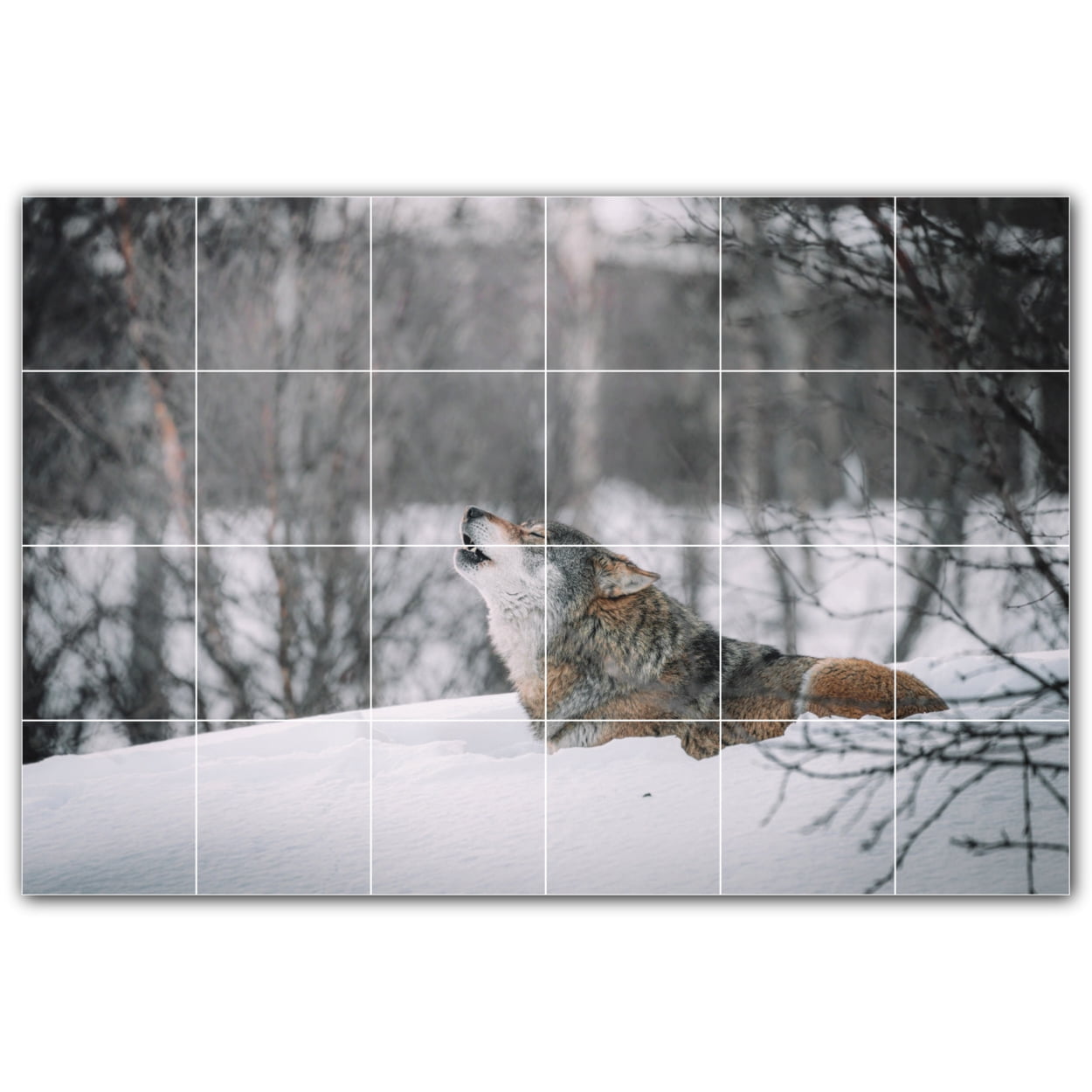 Picture-Tiles.com: Wolf Ceramic Tile Wall Mural WAL501231-64L. 48"W x ...