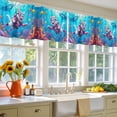 Cute Cat 2 Panels Kitchen Valance, Pink Diving Suit Shark Purple Coral ...