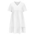 gakvbuo Summer Dress For Women Casual V-Neck Short Sleeve Ruffled High ...
