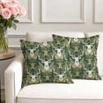 Elk Head Pillow Covers Set of 4, Animals Classical Floral Pattern Olive ...