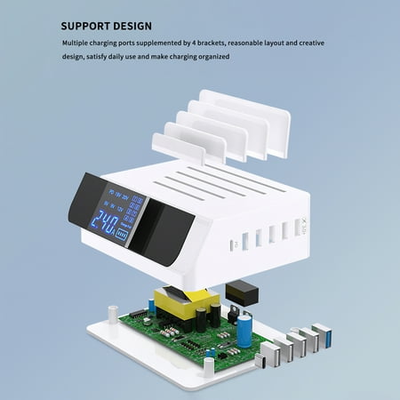 Universal Intelligent USB Charger 6 Output Ports USB charging adapter ...