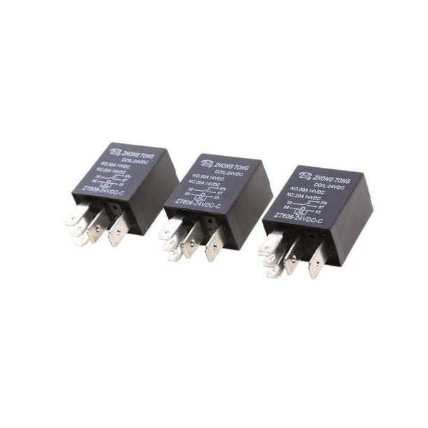 3 Pieces 24V 30A Car Automotive 5Pin SPST Relay Harness Van Boat ...