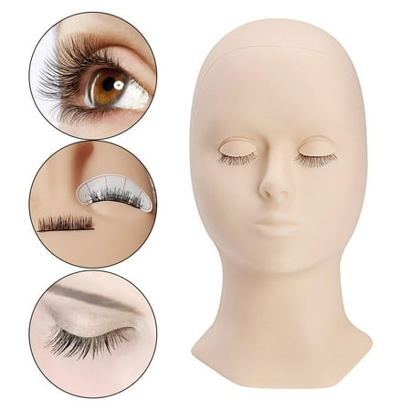 Silicone Training , Head Replaced Eyelids Extension Practice Head Model ...
