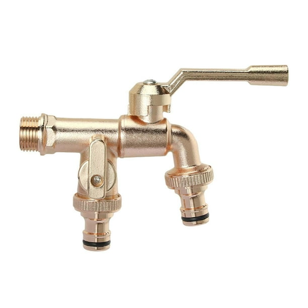 Outdoor Garden Water Faucet 1/2inch Input with Dual Outlets Irrigation ...