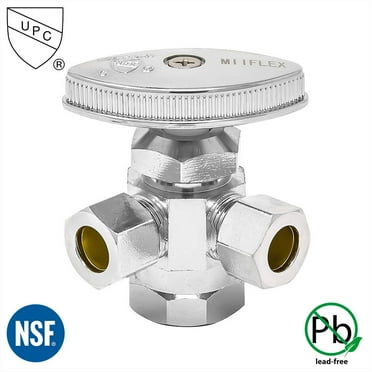 3-Way Dual Angle Stop Valve 1/2 In. Nominal Comp X 1/2 In. Od X 3/8 In ...