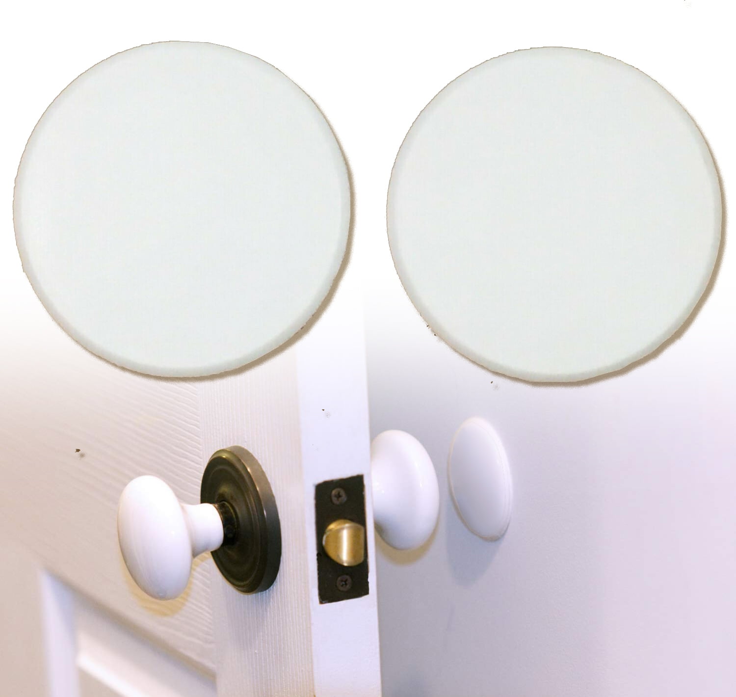 Set of 2 Wall Shield For Door Knob Round Stick On Stopper Plates Wall ...