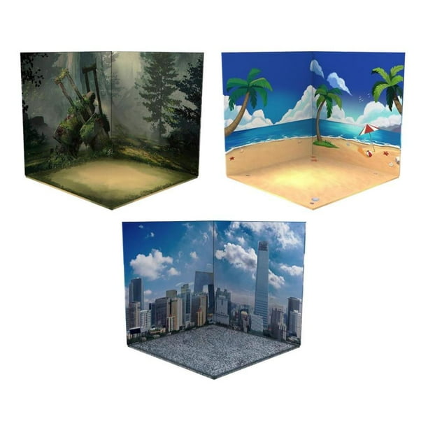 3 Pieces 1:12 Scale Action Figures Display Backdrops Vehicle Scene Toy ...