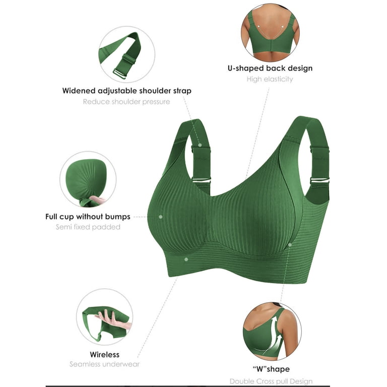 3 Pack Women Wireless Sport Bra Support Lift Wirefree Bras Breathable ...
