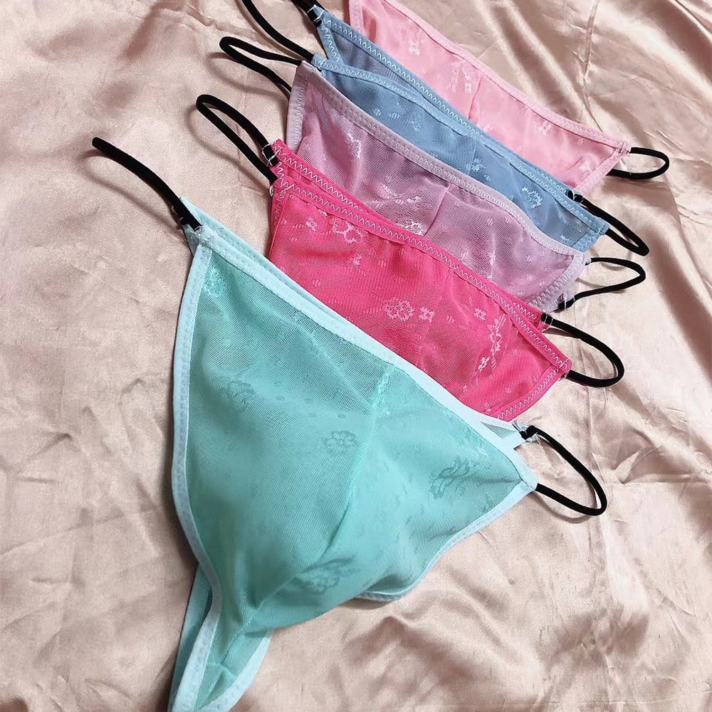 Buy YIWEI Men Sheer Pouch G String Bikini Briefs Sexy Thongs Underwear ...
