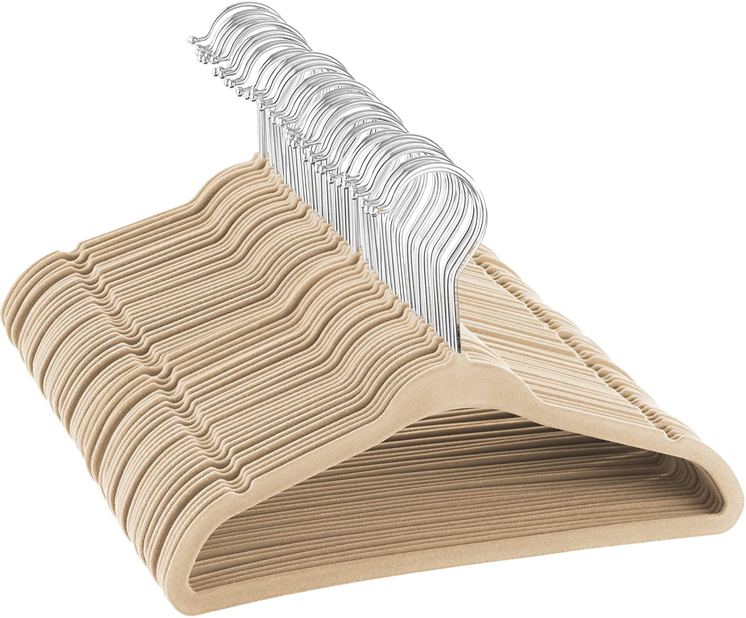 Zober Kid's Non Slip Velvet Clothing Hanger, 50 Pack, Ivory - Walmart.com