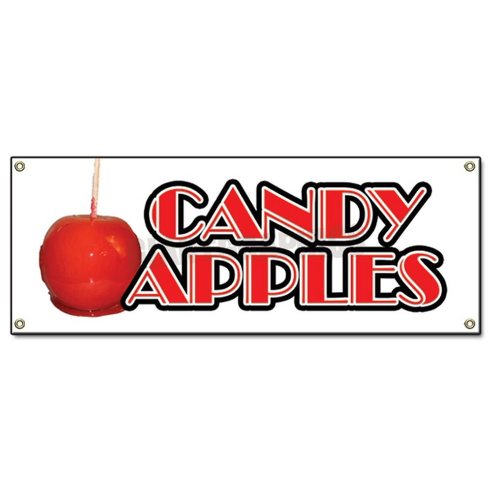 CANDY APPLES BANNER SIGN caramel apple cart sign signs - Walmart.com ...