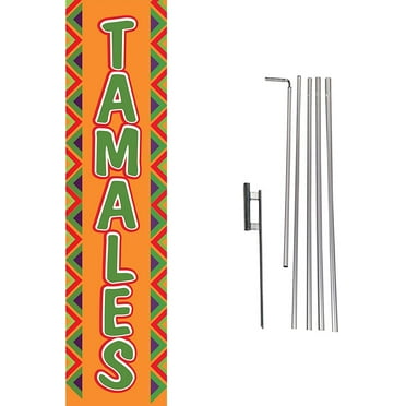 Tacos Mexican Food Rectangle Feather Banner Flag with Pole Kit and ...