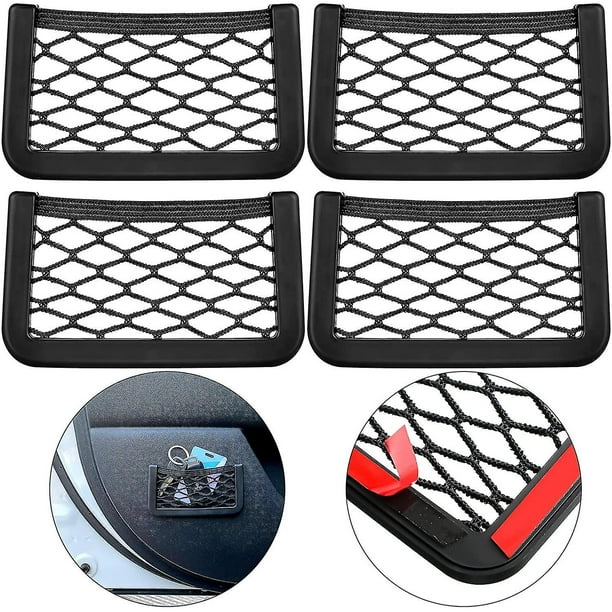4 Pieces Car Storage Net Back Stick On Car Net Pocket 6 X 3.2 Inch Mesh ...