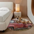 Farm Horse Animal Round Rugs for Living Room 3ft Vintage Red Truck ...