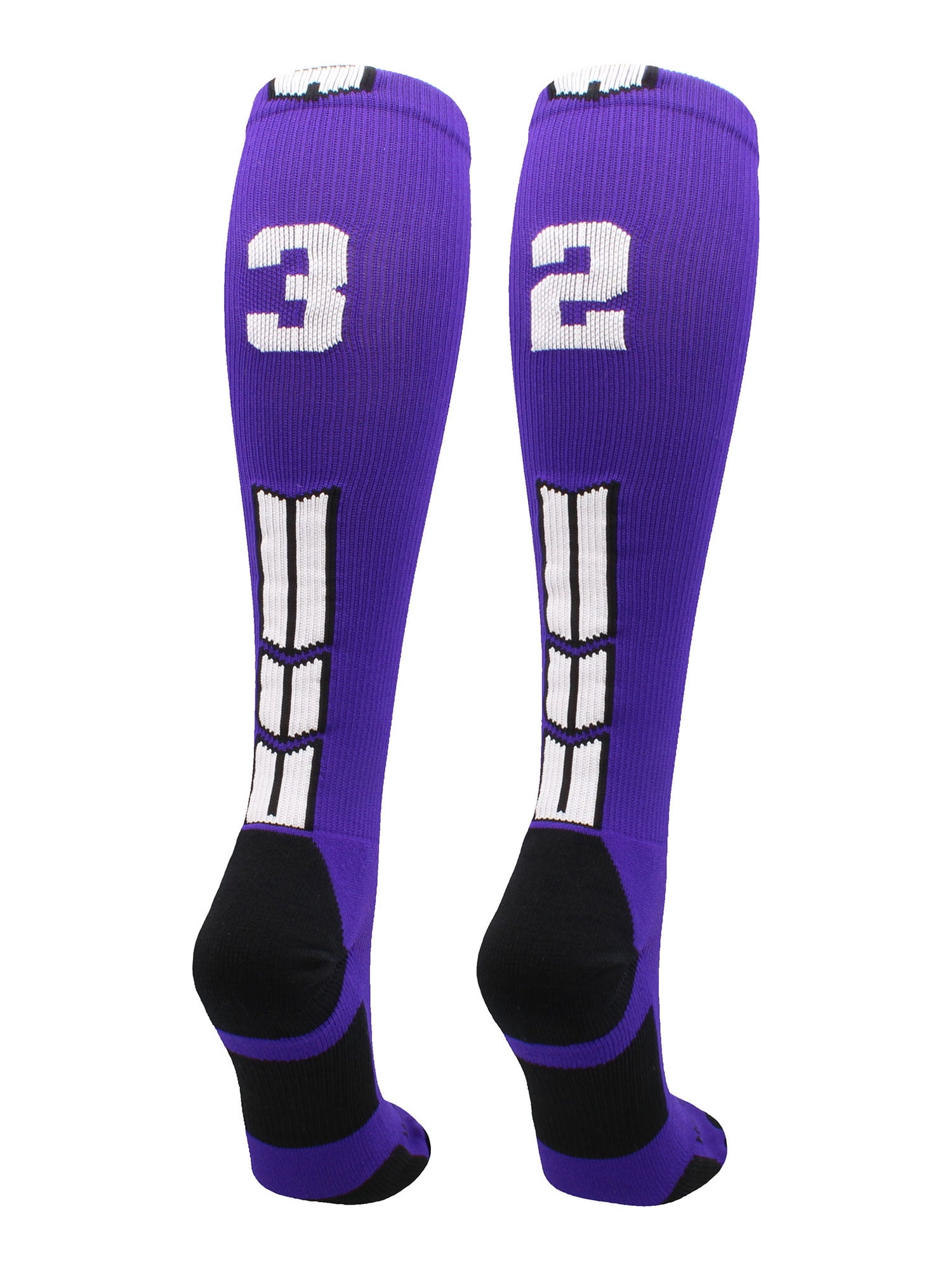 Player Id Number Socks Over the Calf Purple White (#32, Medium ...