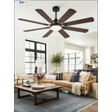 Zardon 62" Black Modern Ceiling Fan with Light and Remote Control ...