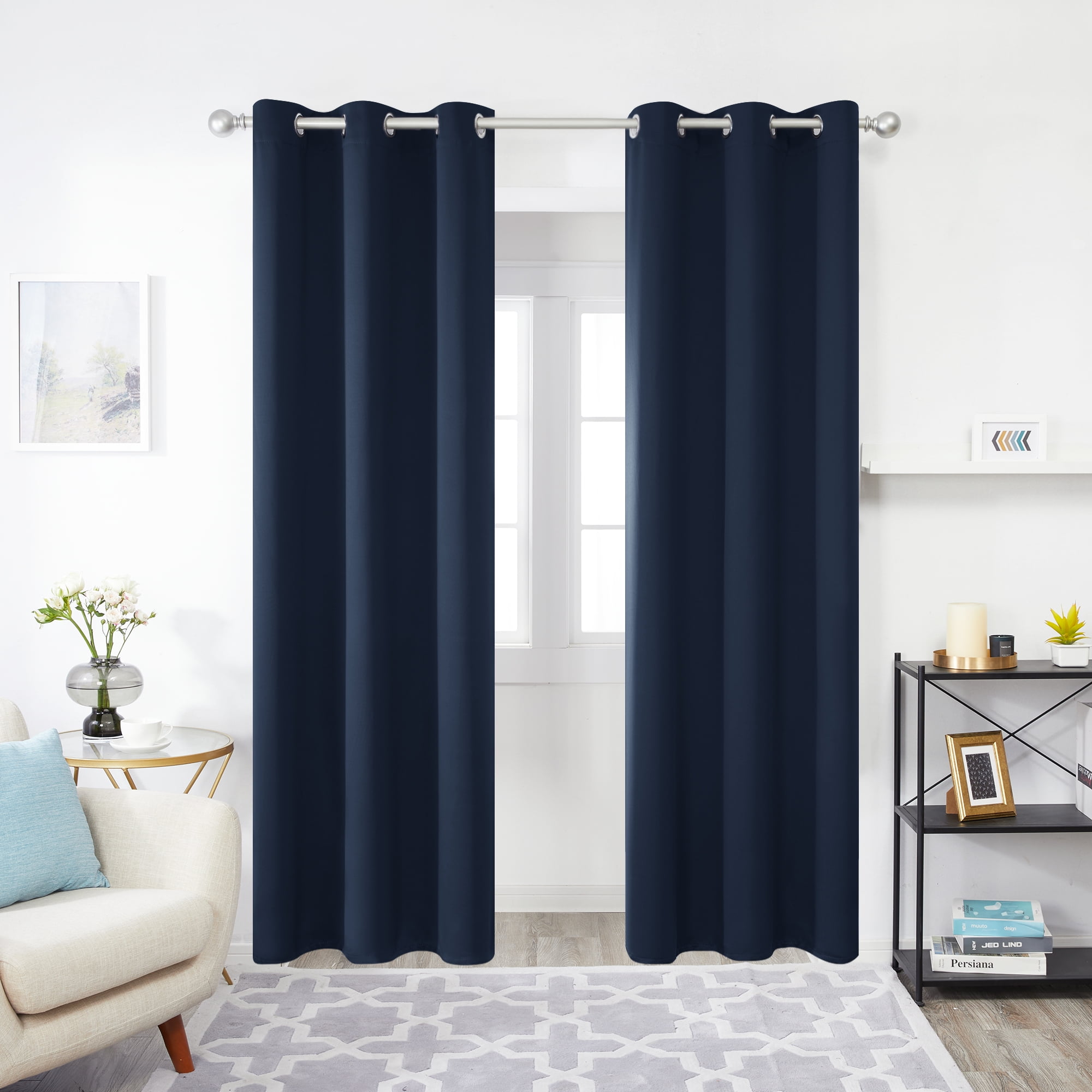Click here for Deconovo Navy Blue Blackout Curtains  Set Of 2  42... prices