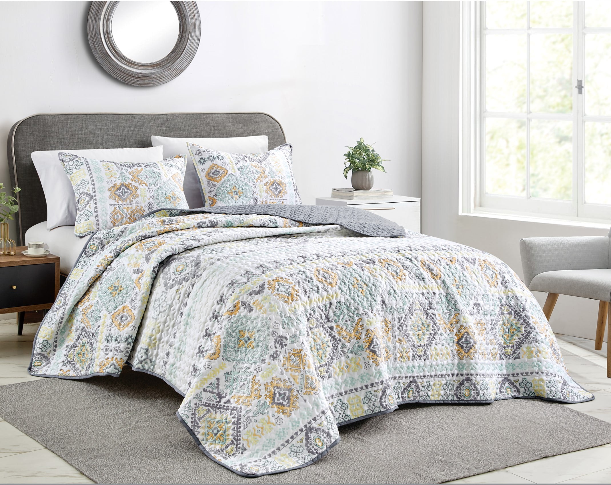 HGMart Reversible Quilt Coverlet Set - 3 Piece Microfiber Bedspread ...