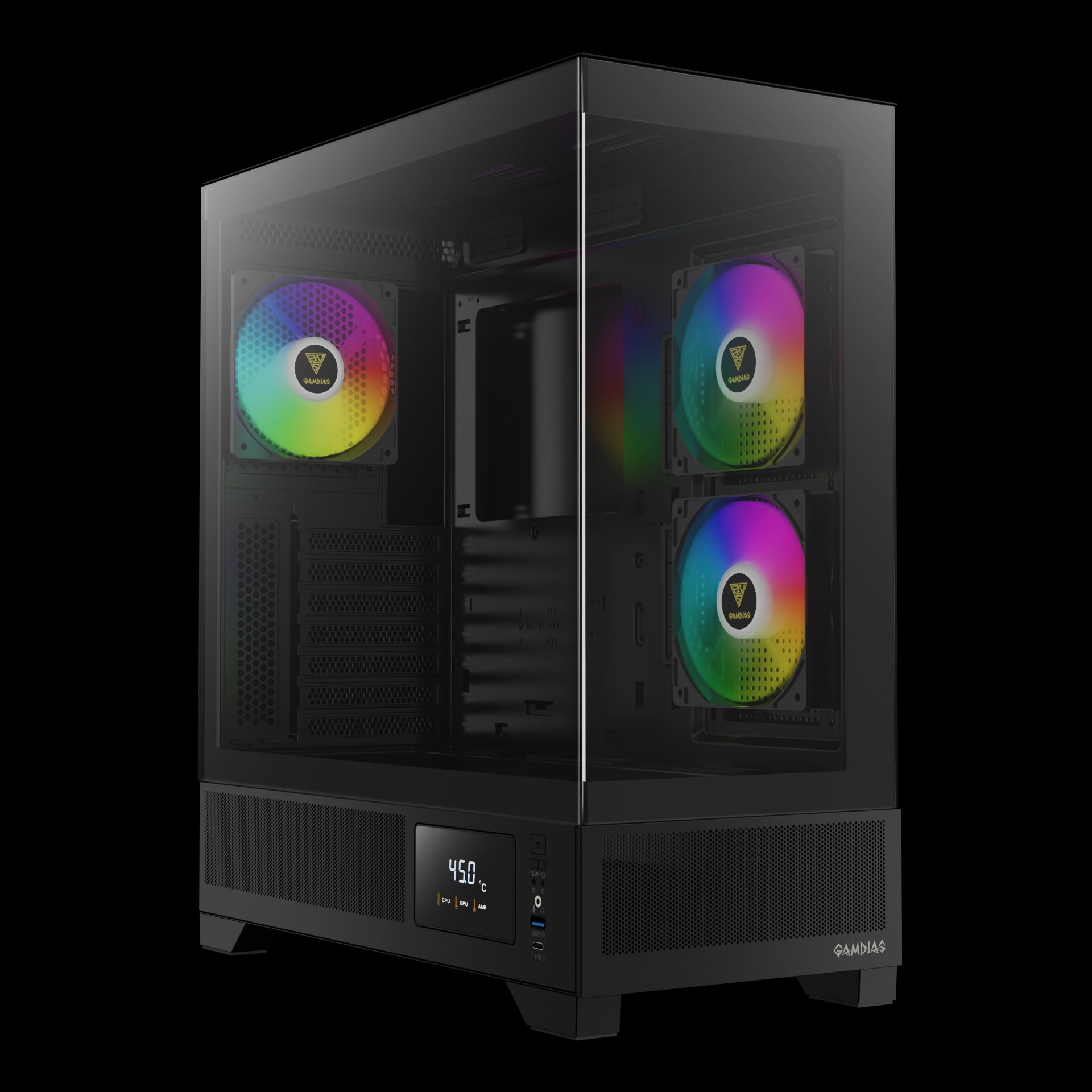 Gabinete Gamdias Atlas M1 Negro ATX ARGB S/Fuente Cristal GD-ATLAS M1 ...