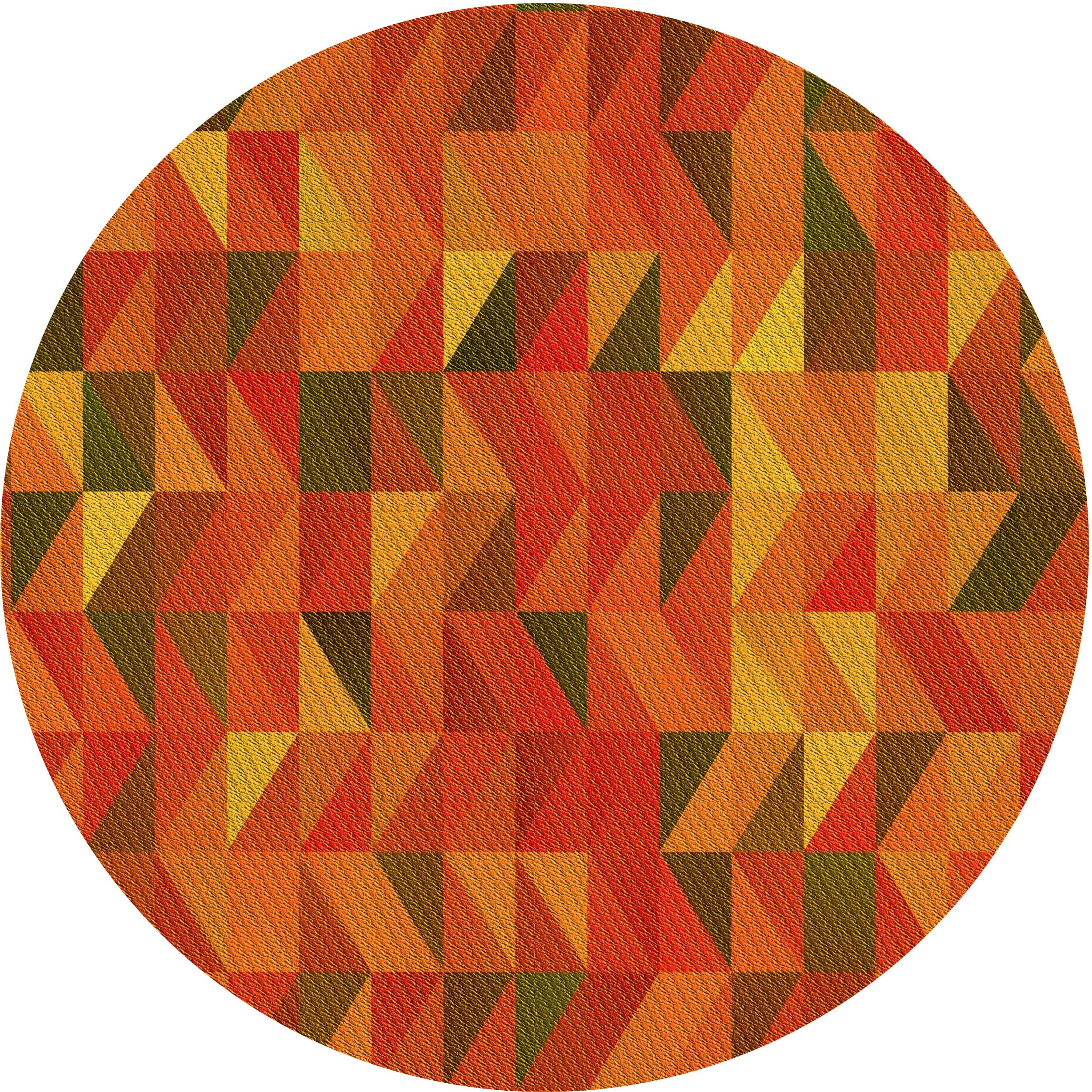 Ahgly Company Indoor Round Patterned Neon Orange Area Rugs, 7' Round ...