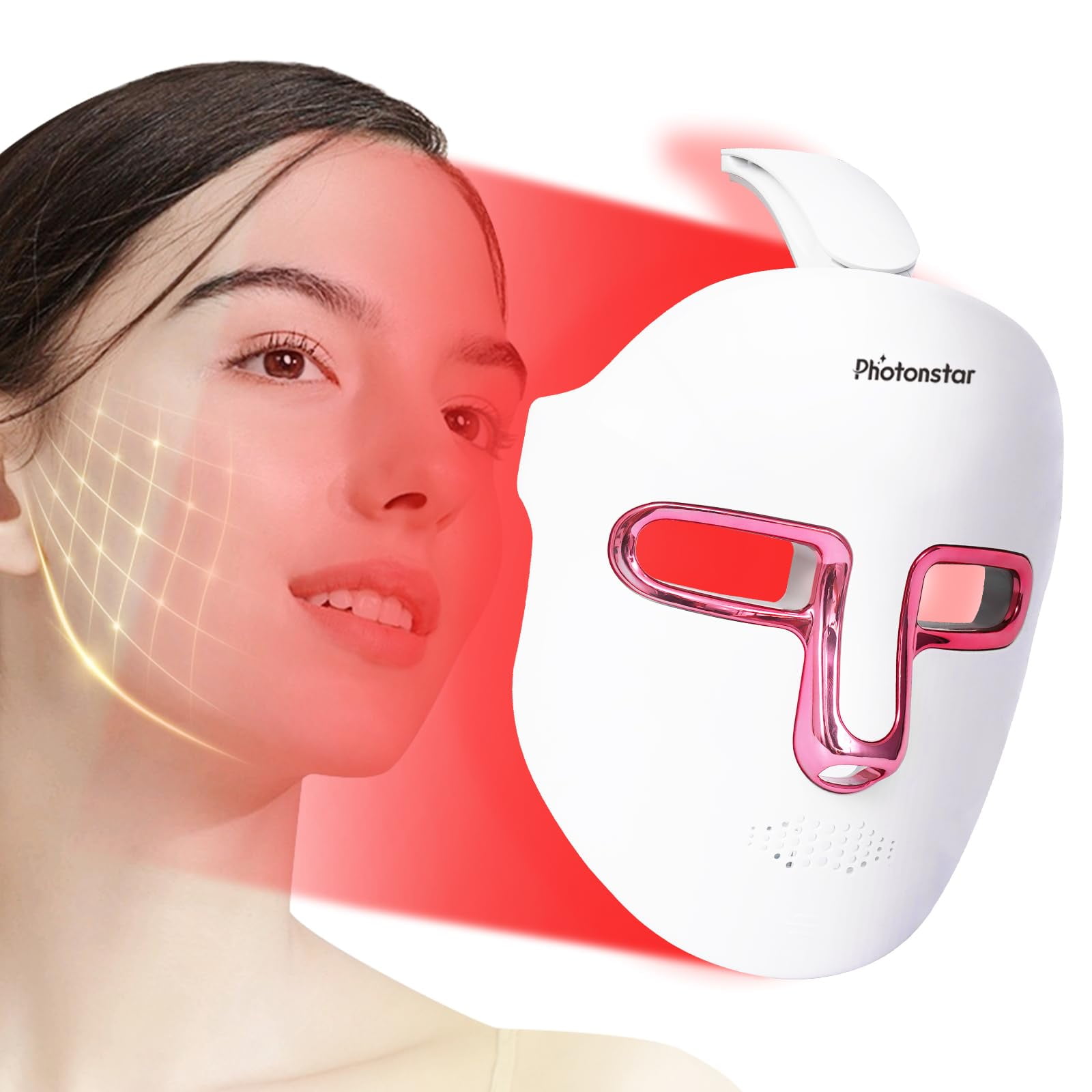Mascarilla facial LED de fototerapia con fotones para el cuidado de la ...