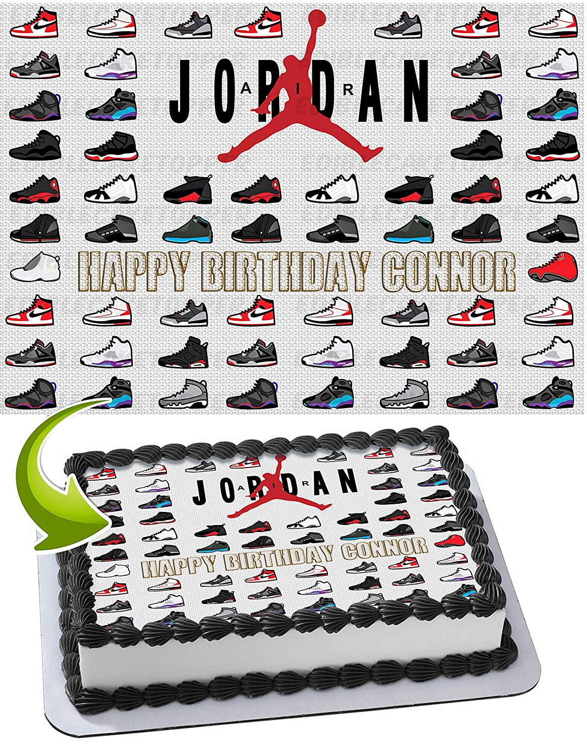 Jordan Retro Shoes Edible Cake Image Topper Personalized Picture 1/4 ...