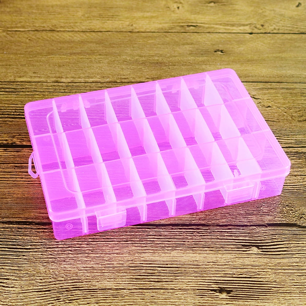 Plastic 24 Compartments Box Jewelry Beads Storage Container Craft ...